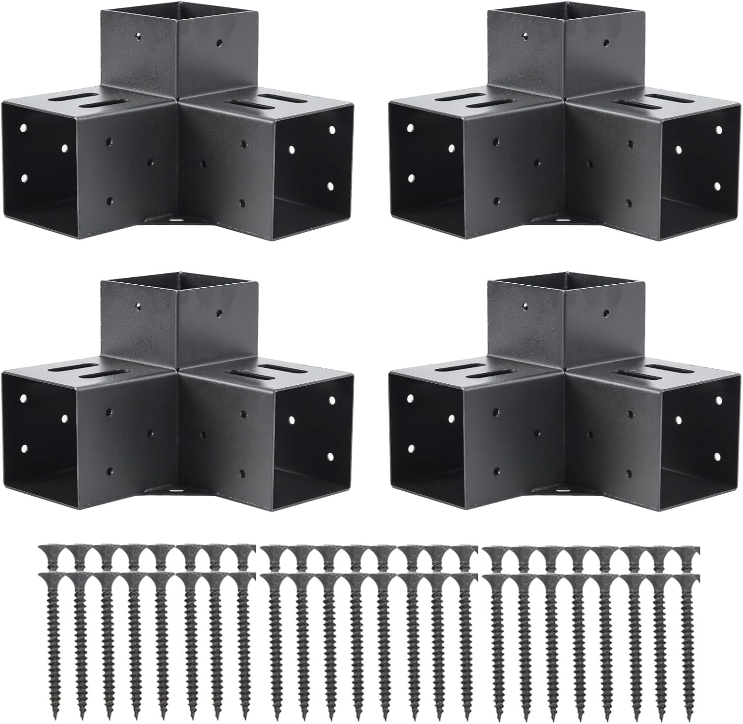4x4 Pergola Brackets(Actual:3.6"x3.6") 3 Way Right Angle Corner Bracket ...