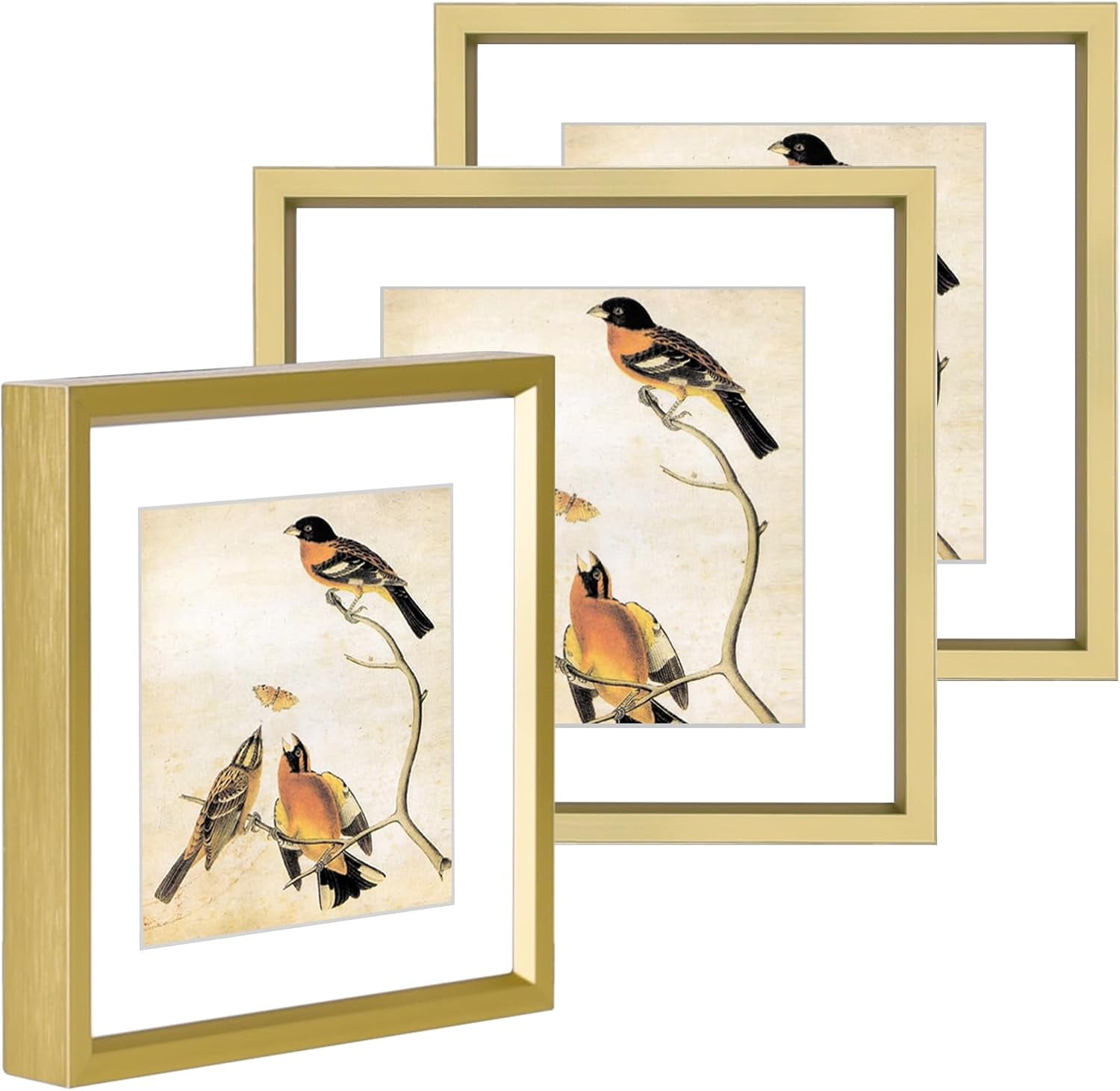 4x4 Picture Frame, Brass Metal Photo Frames with HD Glass, Fits 3x3 ...