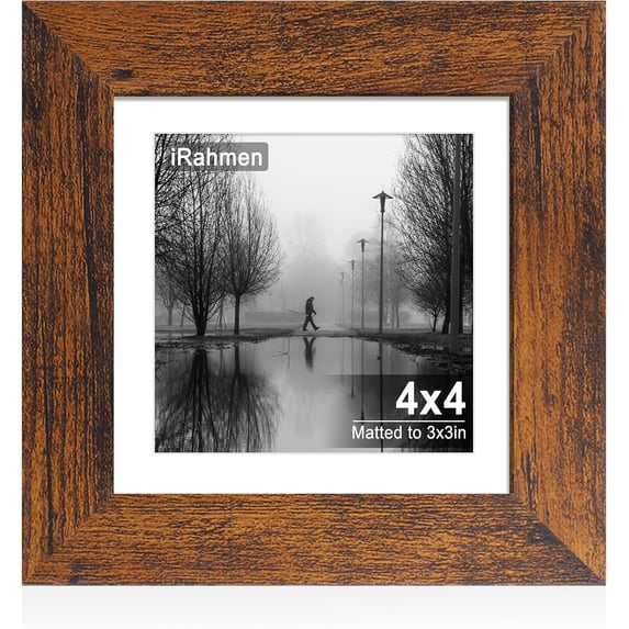 4x4 Picture Frame with HD Real Glass, Display Pictures 3x3 with Mat or ...