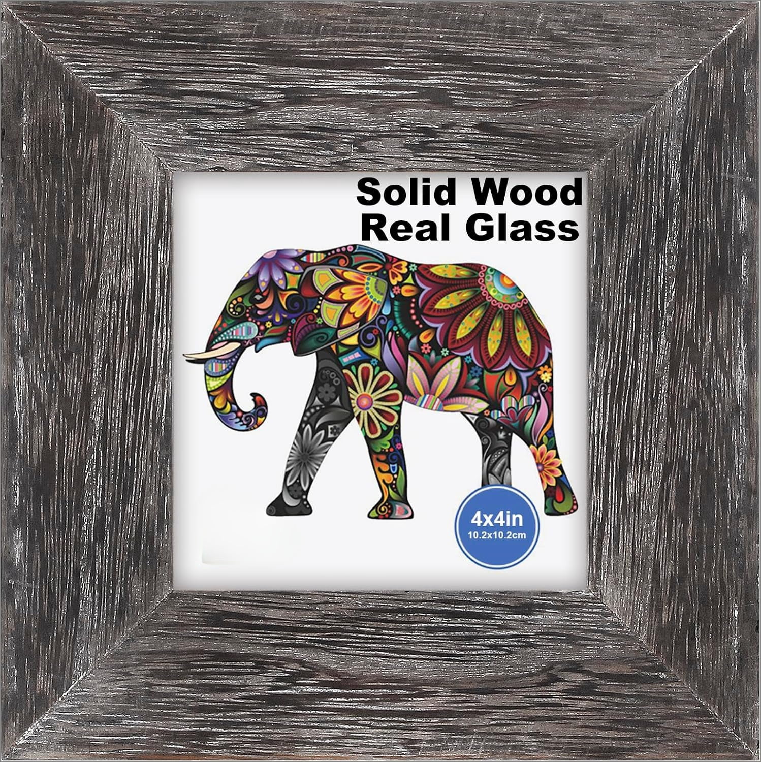 4x4 Picture Frame Solid Wood, Fits 4x4 Photo (Actual Frame 6.6x6.6 ...