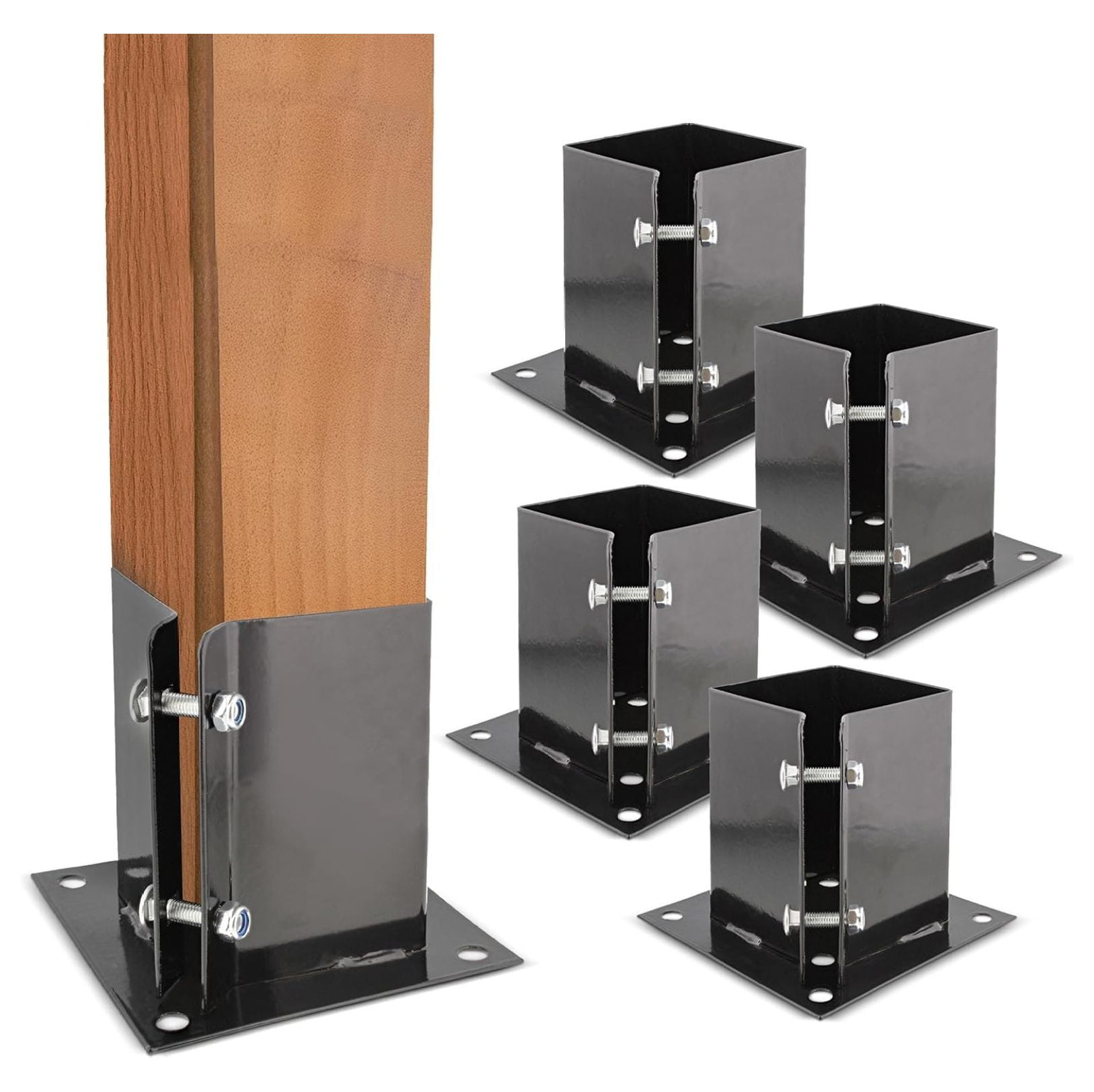 4x4 Post Anchor Bracket 4pk - Bolt Down Post Base for Wood Posts, Fence, Deck, Mailbox - Ground ...