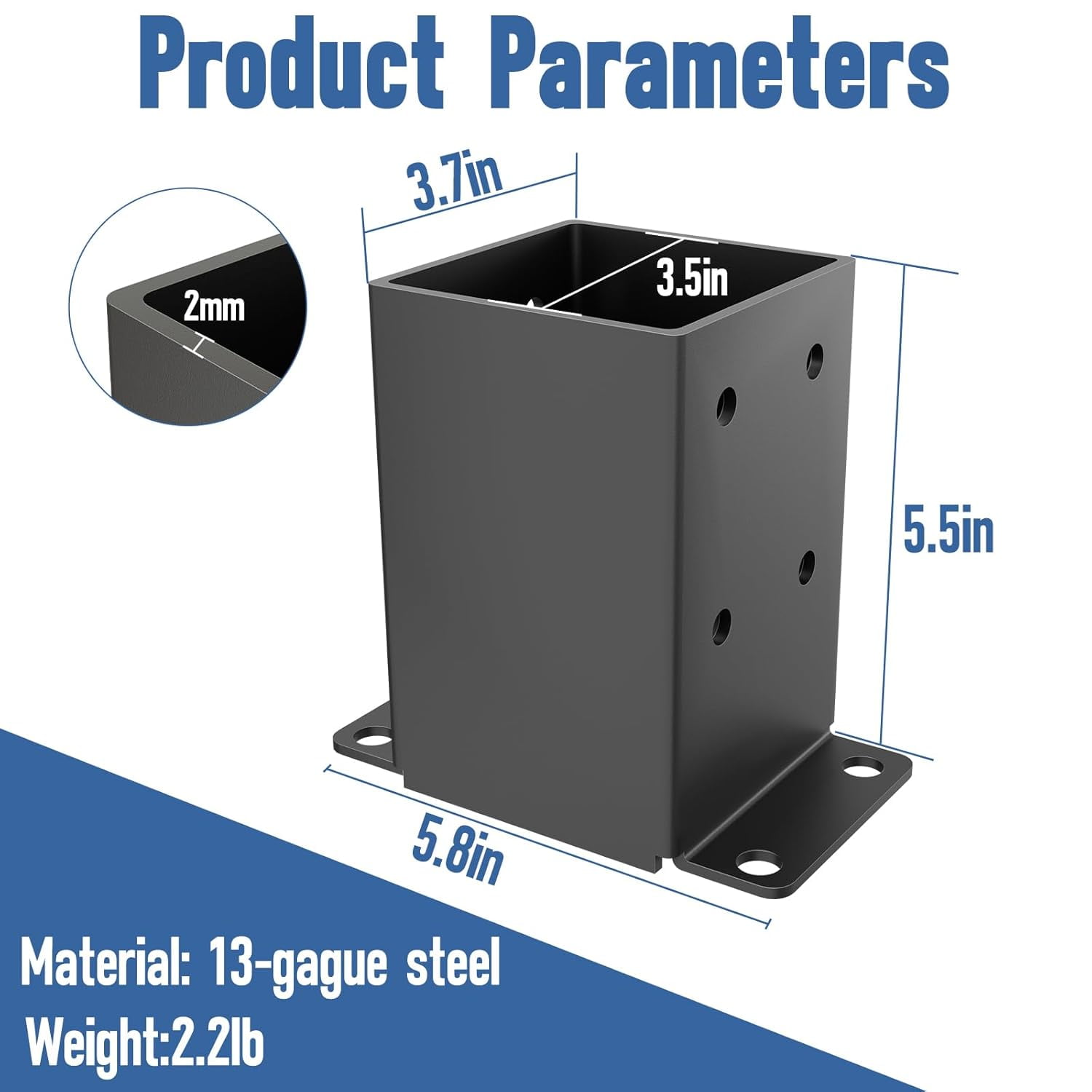 4x4 Post Base 2 Pcs, Heavy Duty Steel Fence Bracket with Anti-Corrosive ...