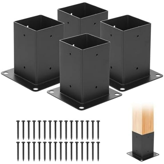 4x4 Post Base, 4Pcs Deck Post Base(Inner Size 3.6"x3.6"), Heavy Duty ...