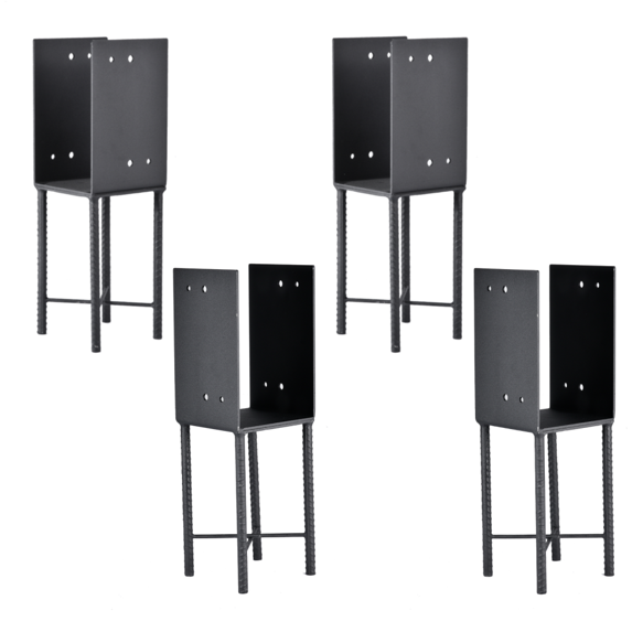 4x4 Post Base Set of 4, Inner Dimensions 3.5x3.5 inch Durable Carbon ...