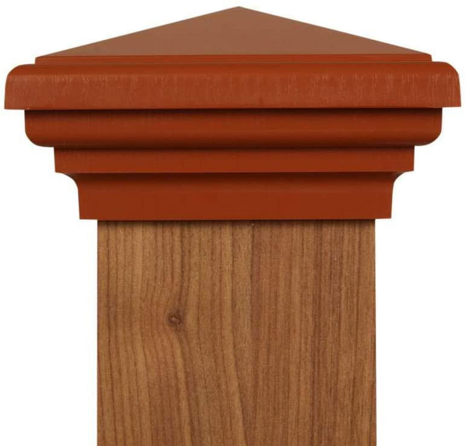 4x4 Post Cap (3.5") | Cedar Color New England Pyramid Style Square Top ...