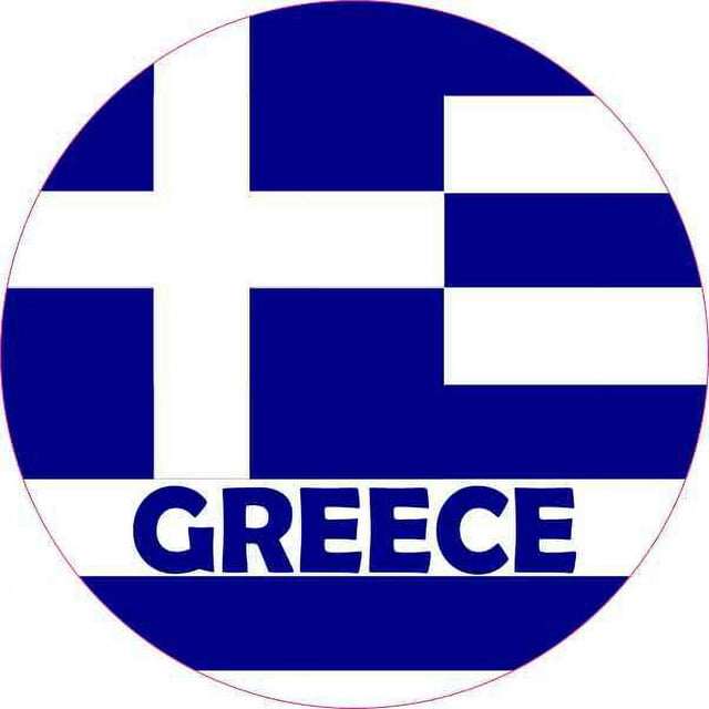 4x4 Round Labeled Greece Flag Sticker Vinyl Vehicle Decal Travel ...