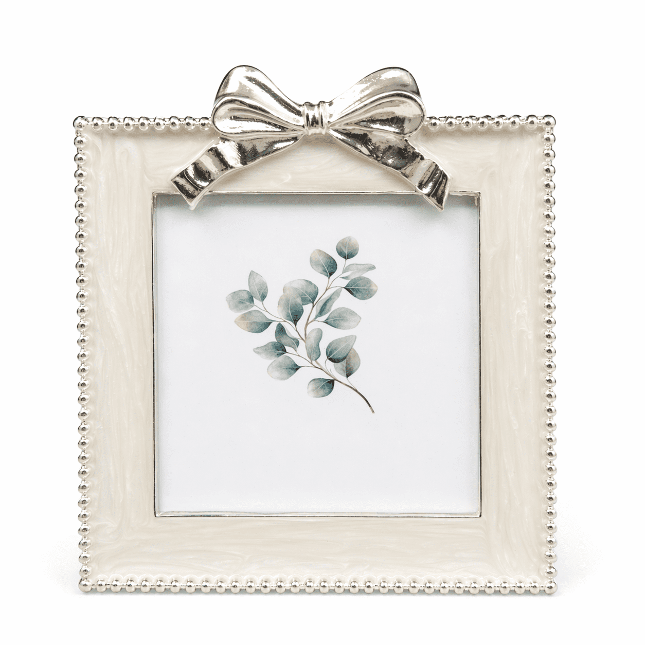 4x4 Silver Bow Metal Picture Frame Decor Ornate Antique Enamel Photo ...