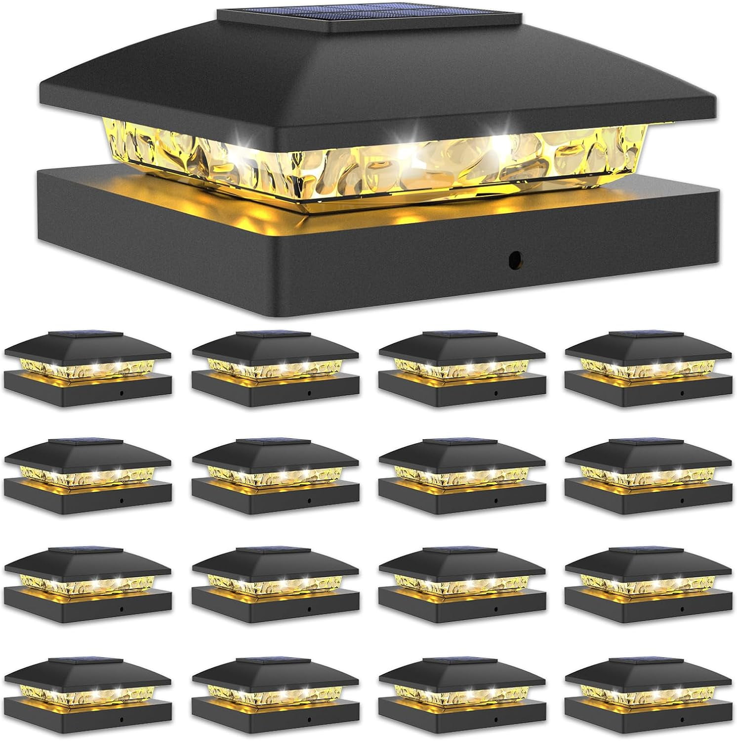 4x4 Solar Post Cap Light 16pack,Solar Fence - Post Lights Outdoor ...
