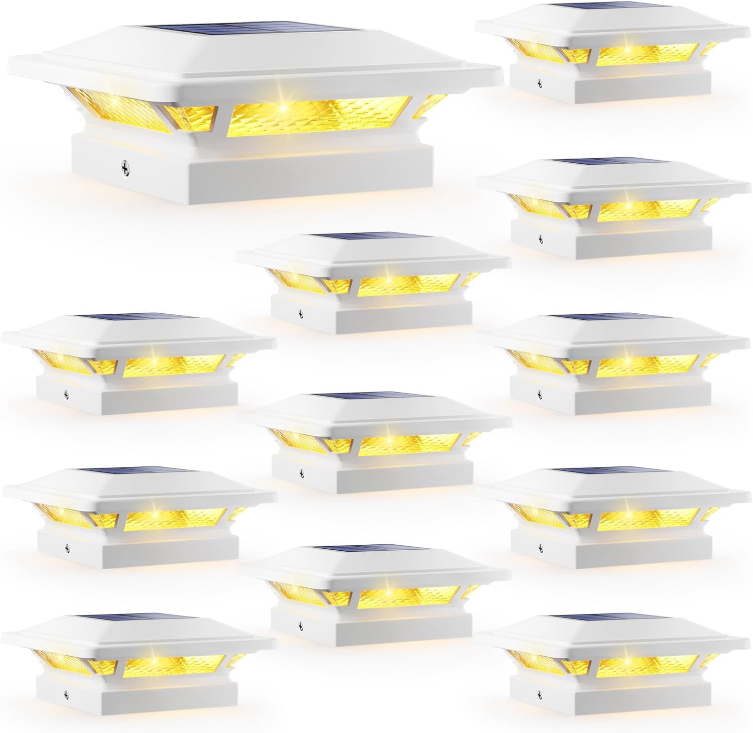 4x4 Solar Post Cap Lights 16 LEDs 2 Modes 3.5x3.5 4x4 Vinyl Wooden Post ...
