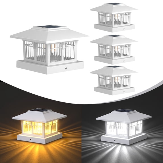 ExcMark Solar Post Cap Lights 4 Pack Waterproof Outdoor Fence Deck Post ...