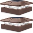 4x4 Solar Post Cap Lights Outdoor with 3 Modes, 2 Packs Brown Fence ...