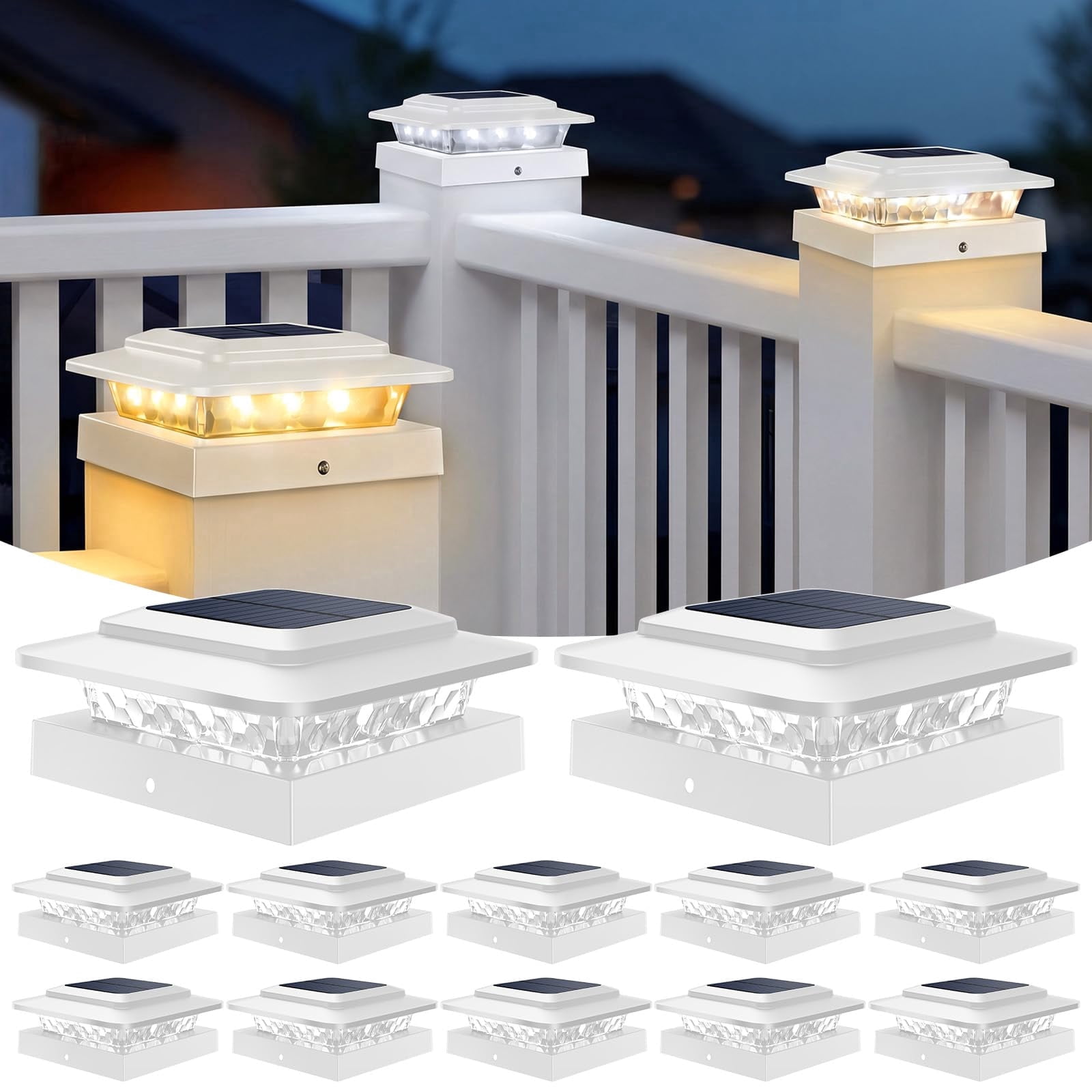 4x4 Solar Post Cap Lights Outdoor 3Color Temperatures&2 Level ...