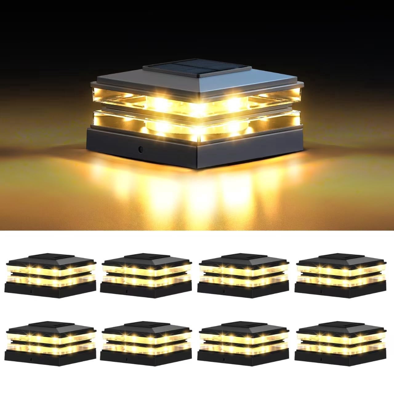 8PACK 4x4 Solar Post Cap Lights Outdoor Waterproof Fence Deck Post ...