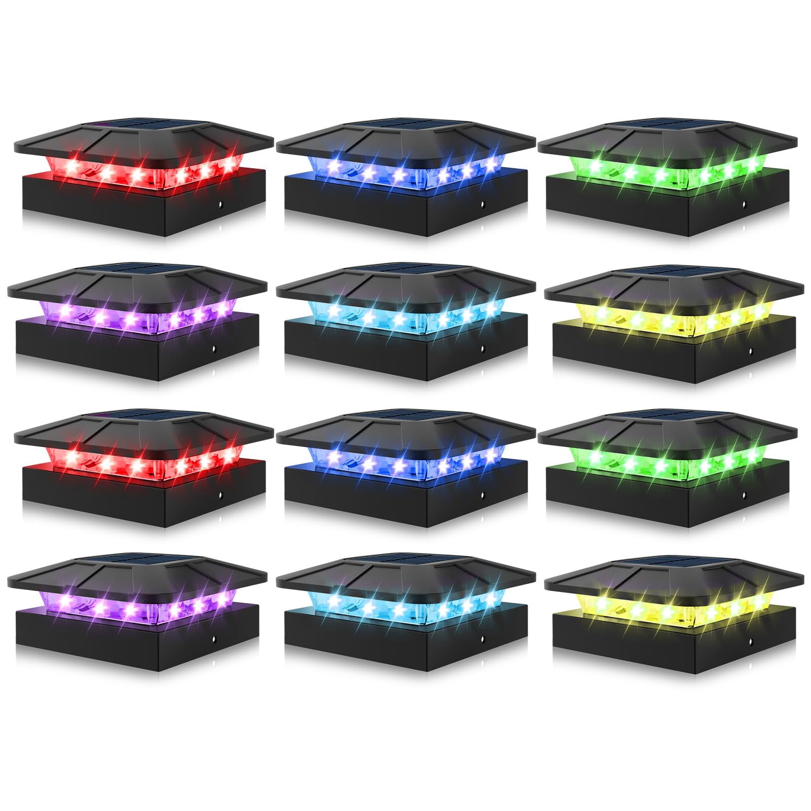 4x4 Solar Post Cap Lights Outdoor with 3 Modes, LED Post Light Solar ...