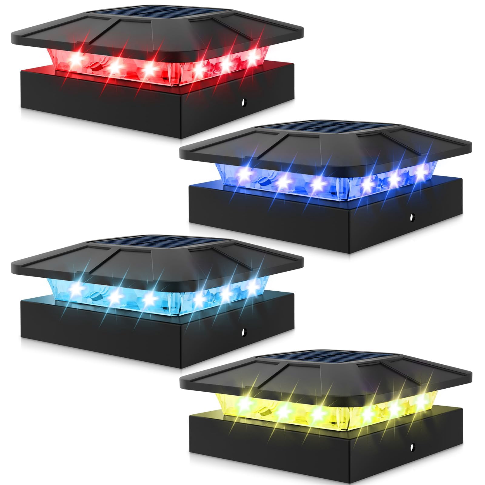 4x4 Solar Post Cap Lights Outdoor with 3 Modes, LED Post Light Solar ...