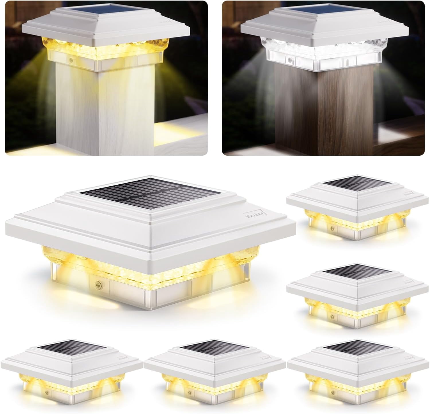 4x4 Solar Post Lights 50 Lumens 2 Modes, Caps Light Outdoor Waterproof ...