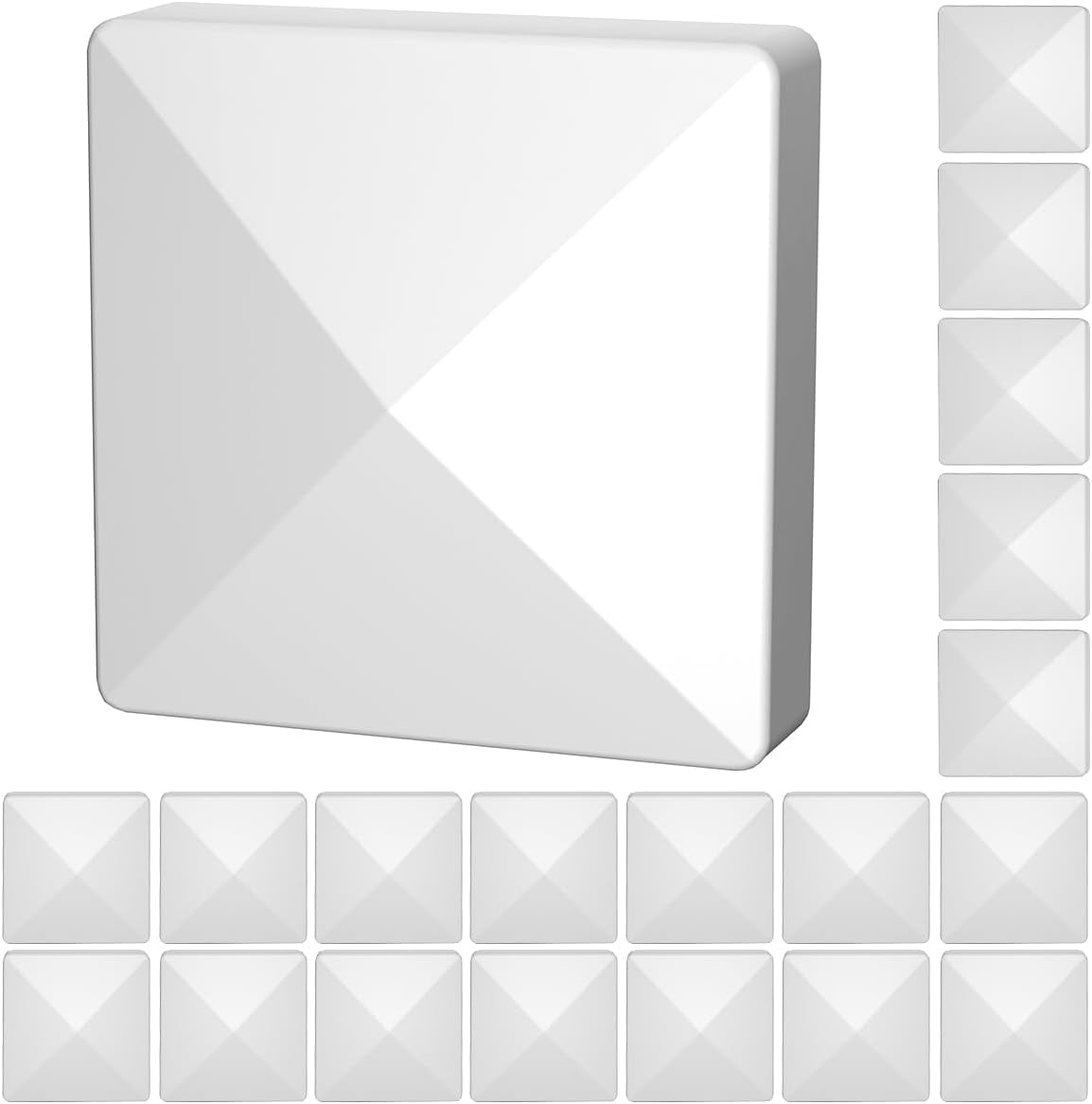 4x4 Vinyl Fence Post Caps (20-Pack), White PVC Decorative Pyramid for ...