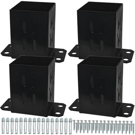 4x4 Wood Fence Post Base Brackets | Heavy Duty Powder-Coated 13-Gauge ...