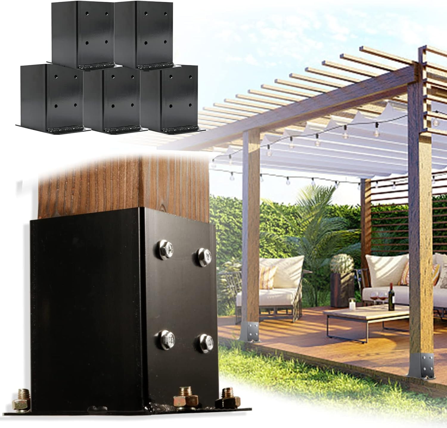 4x4 Wood Fence Post Base Upgrade(5 PCS),Inner Size 3.6"x3.6"13GA Thick ...