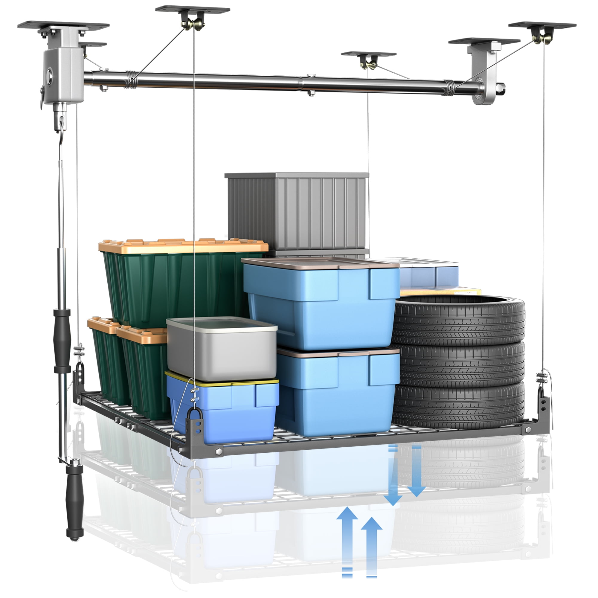 4x4FT Ceiling Storage Racks Lift,Overhead Garage Storage Rack ...