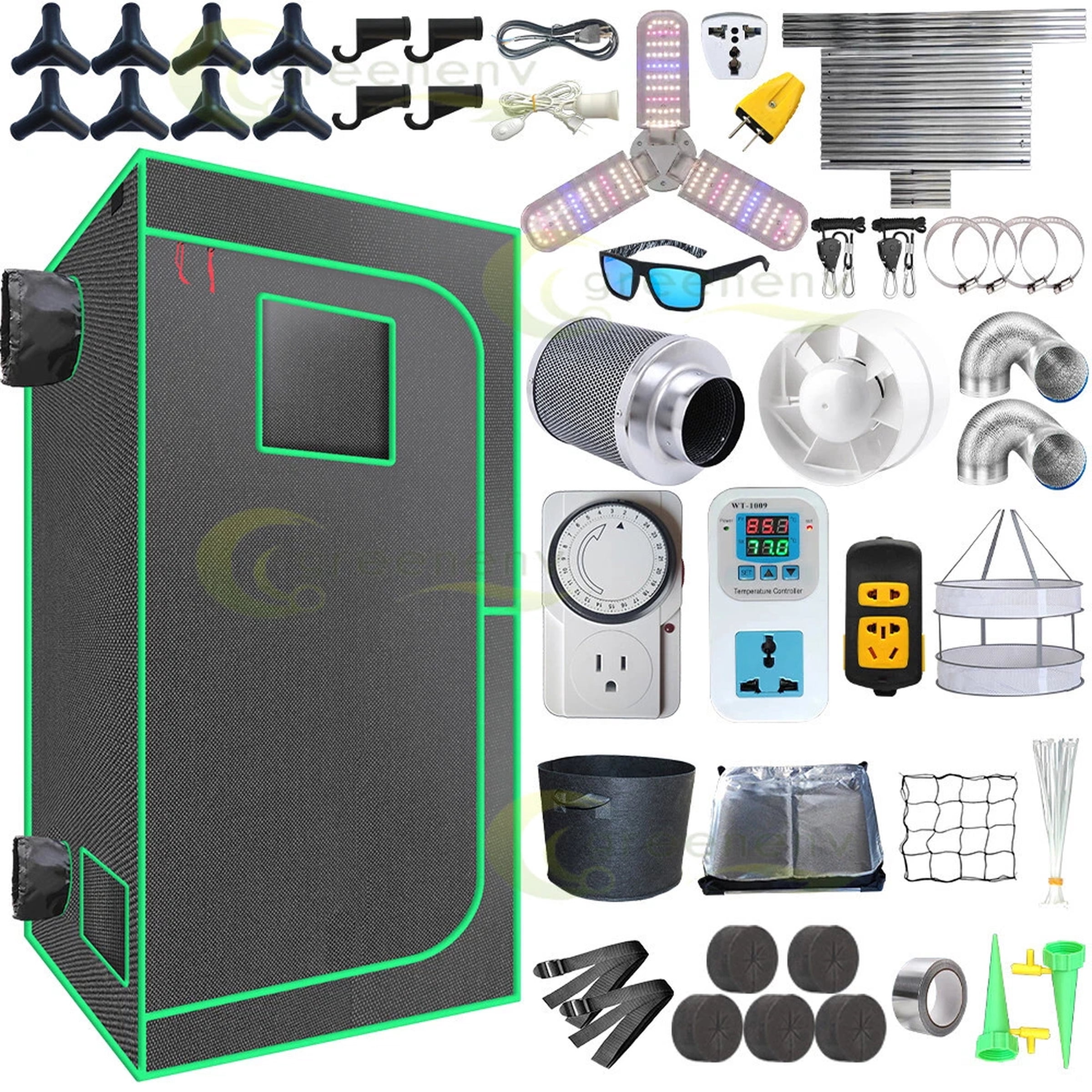 4x4FT Complete Grow Tent Kit w/Full Spectrum Grow Light Fan Air Filter ...