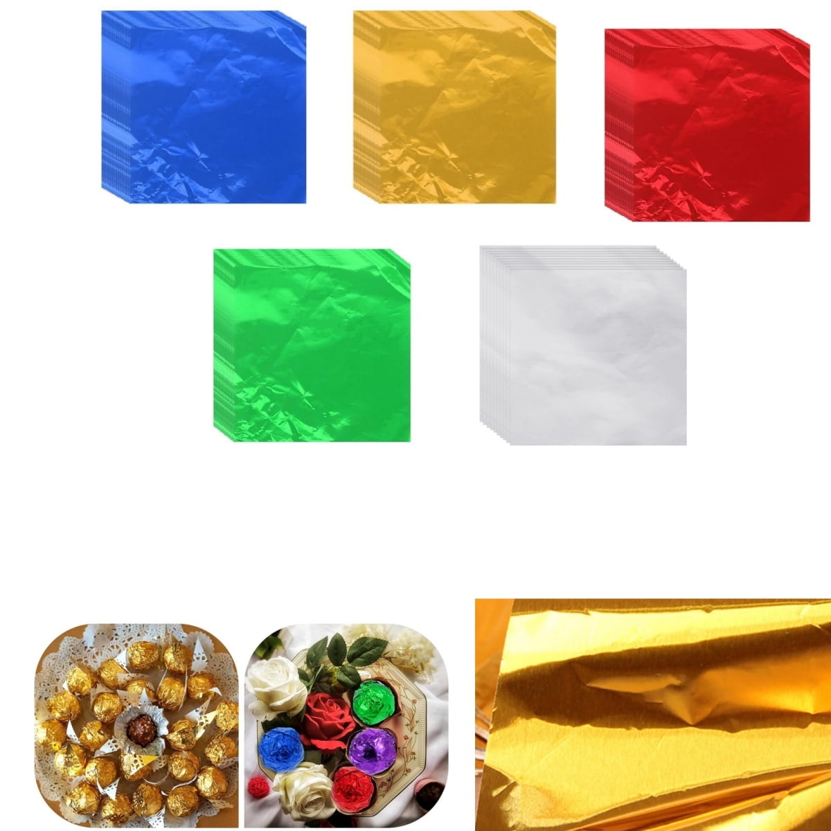 4x4in Square Sweets Wrapping,Square Chocolate Wrappers,5 Colors Foil ...