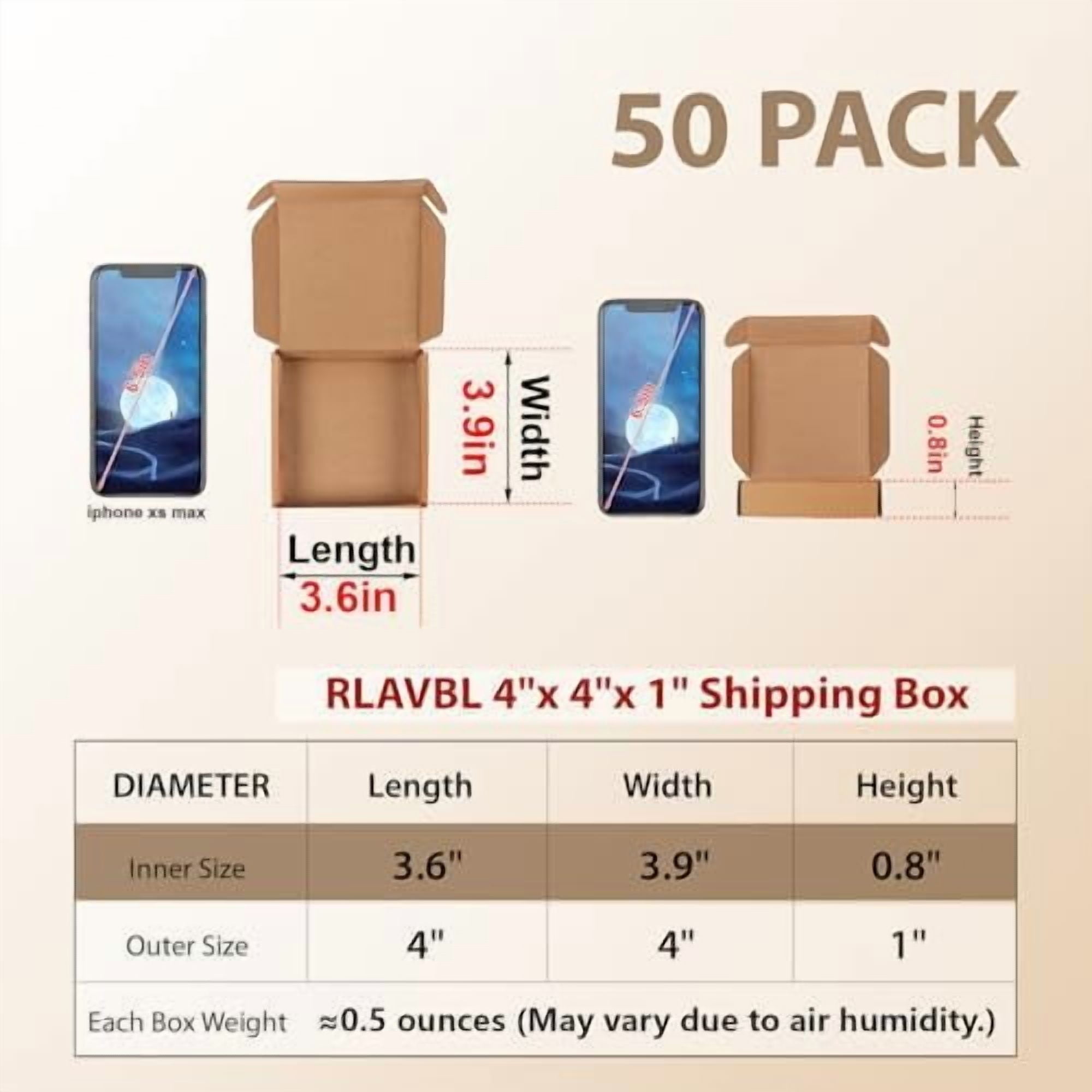 4x4x1 Small Shipping Boxes Set of 50, Brown Corrugated Cardboard Box ...