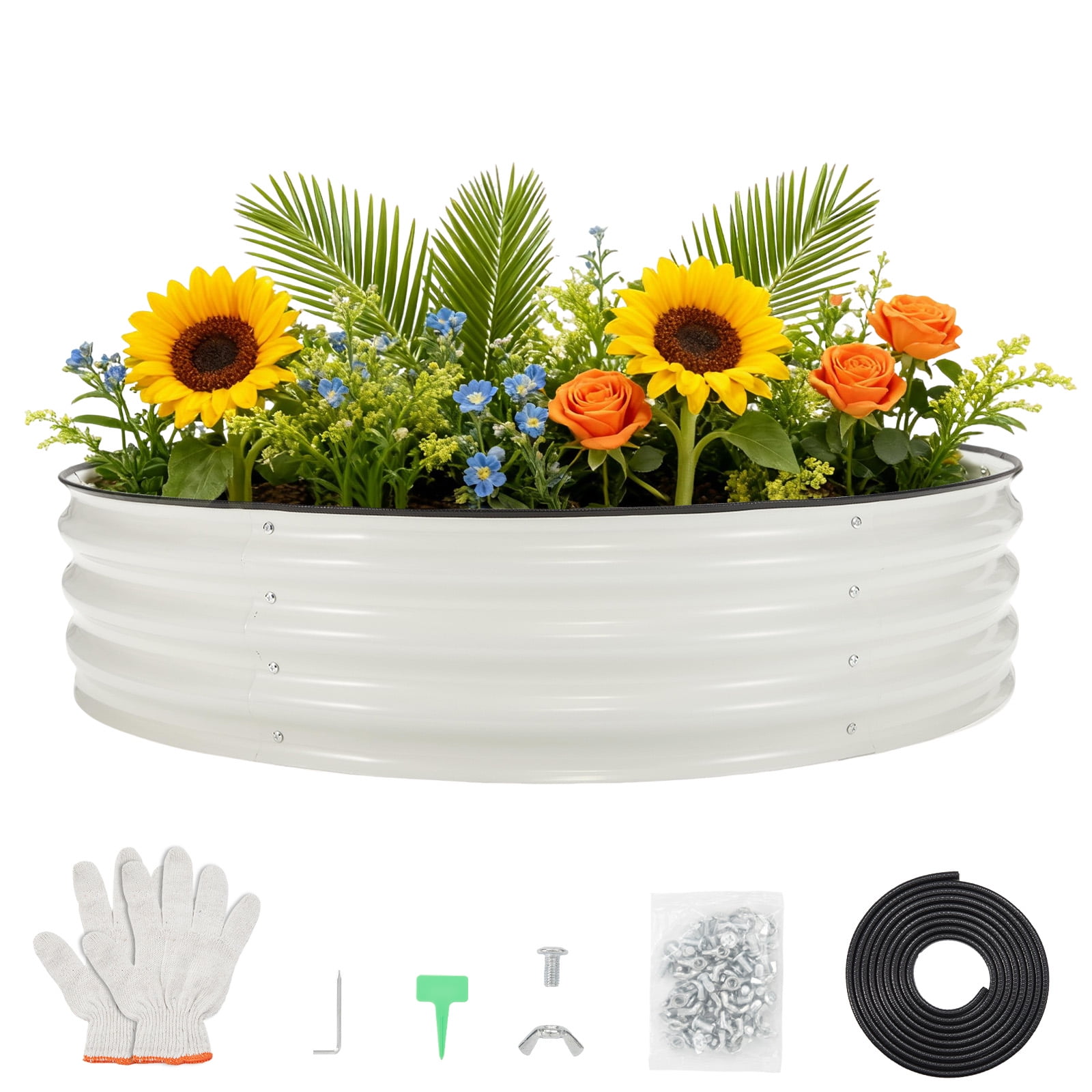 4x4x1ft Galvanized Raised Garden Bed Kit, Round Raised Beds with Open ...