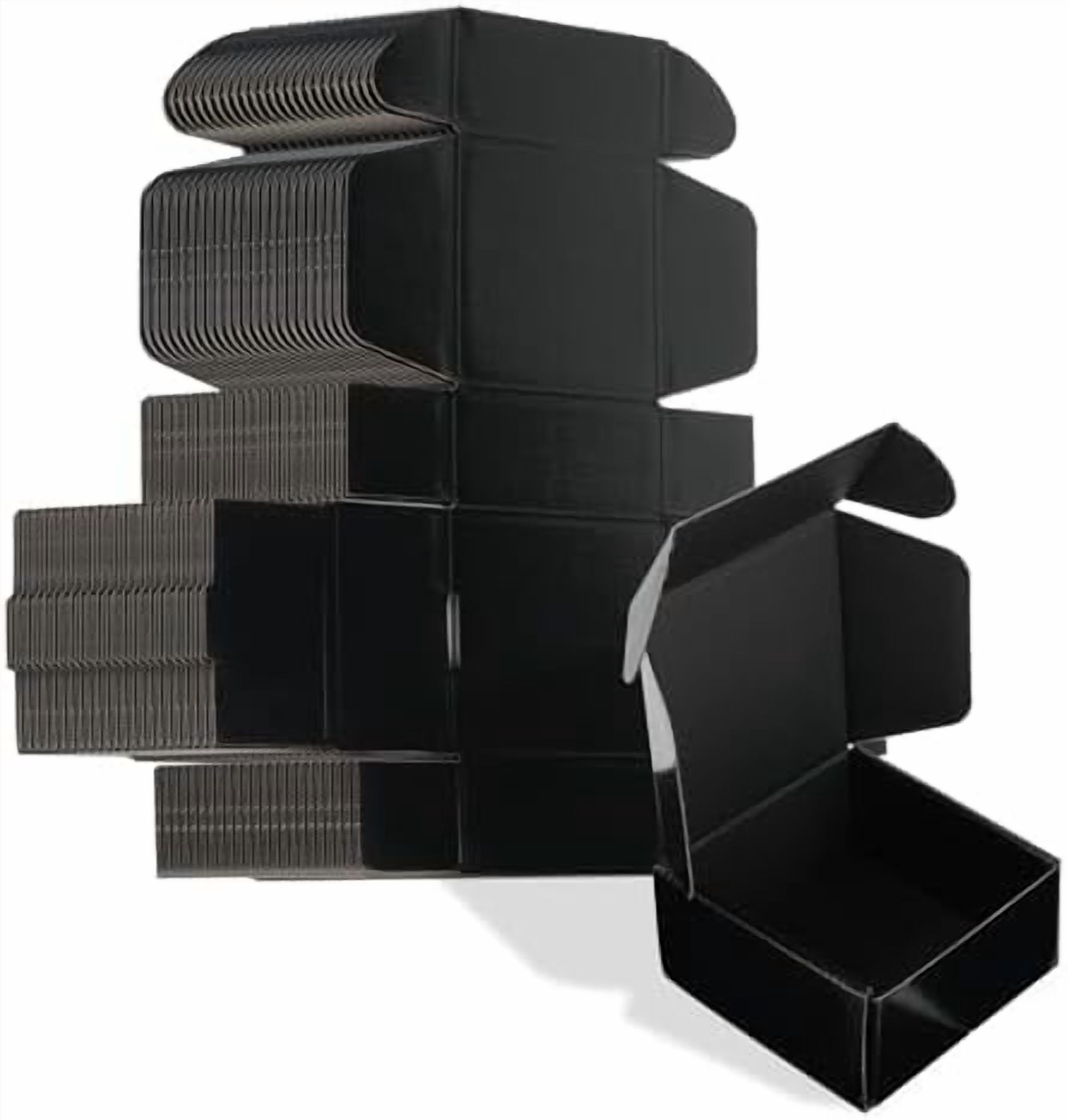 4x4x2 Black Shipping Boxes Set of 50, Corrugated Cardboard Mailer Boxes ...
