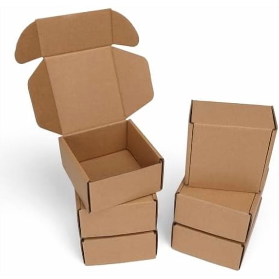 4x4x2 inch Shipping Boxes 6 Pack Brown, Tab Lock Tuck Top Mailer Boxes ...