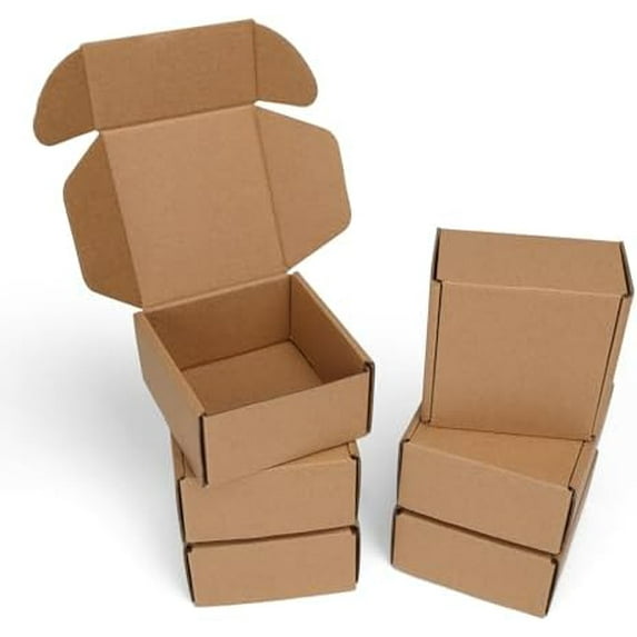 4x4x2 inch Shipping Boxes 6 Pack Brown, Tab Lock Tuck Top Mailer Boxes ...