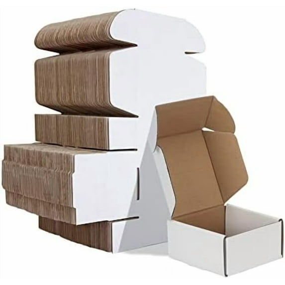 4x4x2 inches Shipping Boxes Set of 100, White Corrugated Cardboard Box ...