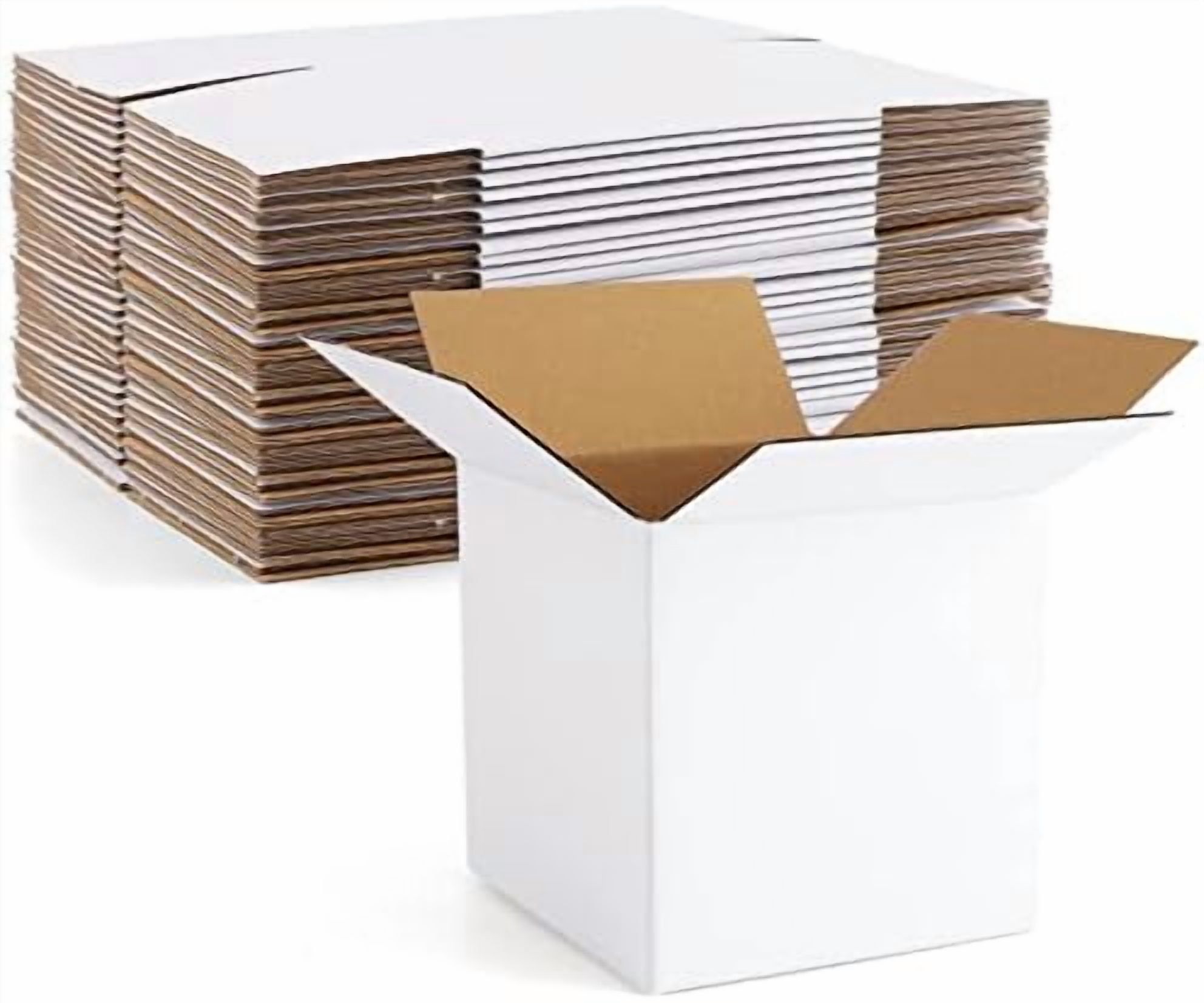 4x4x4" Cardboard Box Mailers 25 Pack White Cube Corrugated Small ...