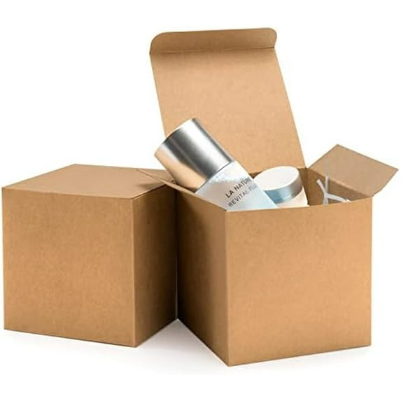 4x4x4 Brown Gift Boxes 25PCS Kraft Paper Boxes with Lids for Gifts ...