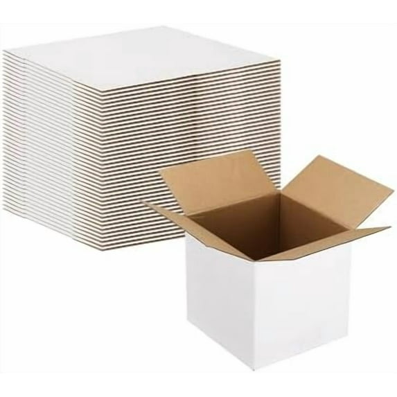 4x4x4 Shipping Boxes Set of 40, White Corrugated Cardboard Box for ...