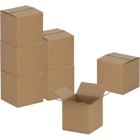 4x4x4 inches Shipping Boxes 50 Pack, Kraft Small Cardboard for Mailing ...