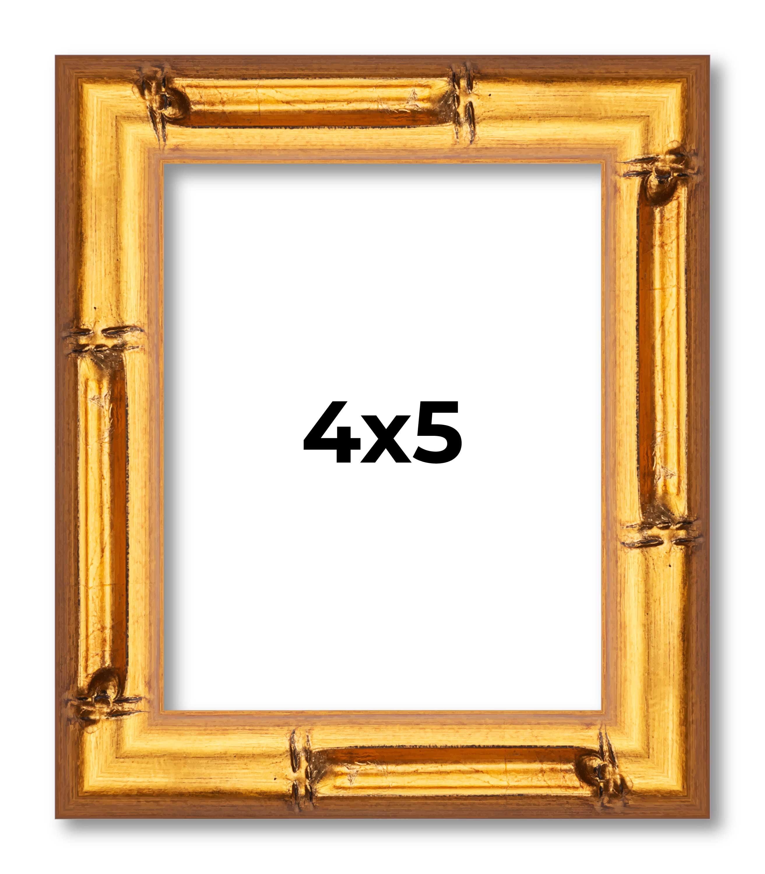 4x5 Frame Gold Bamboo Solid Wood Picture Frame | 1 Inch Moulding Width ...