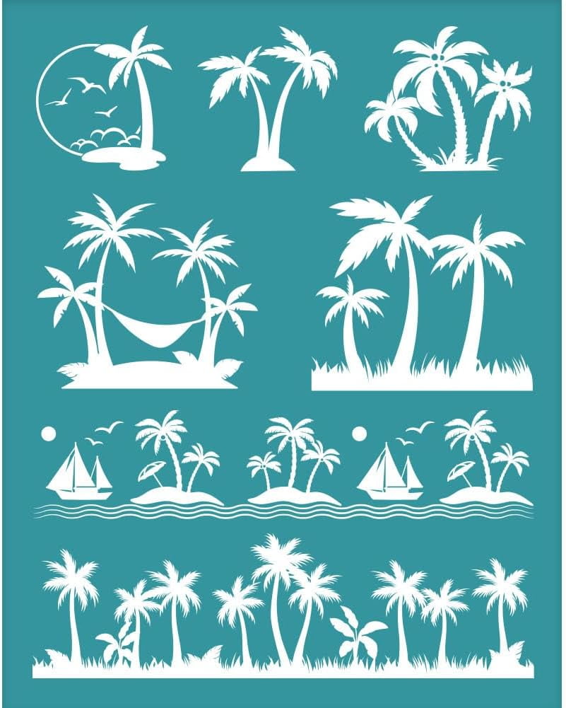 4x5 Inch Coconut Tree Clay Stencils Summer Landscape Silk Screen for ...