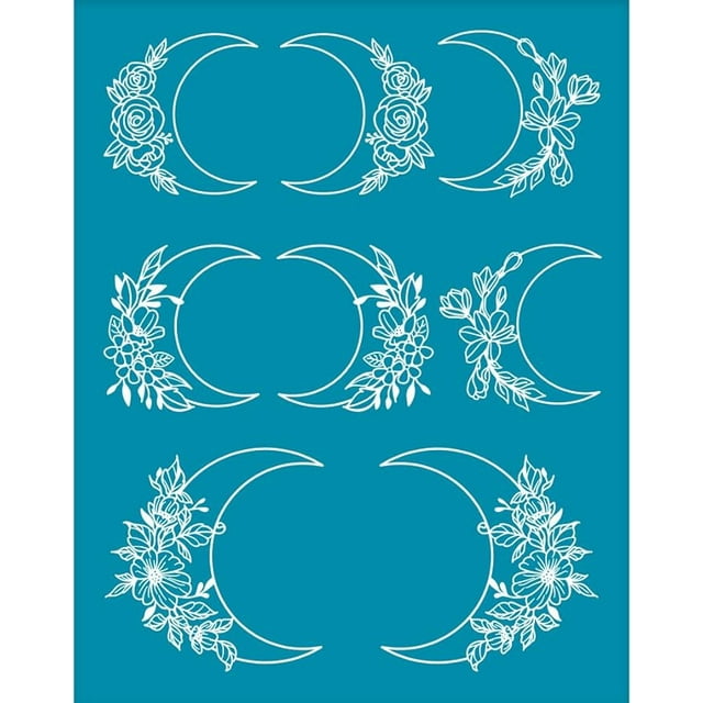 4x5 Inch Flower Moon Clay Stencils Floral Moons Silk Screen for Polymer ...