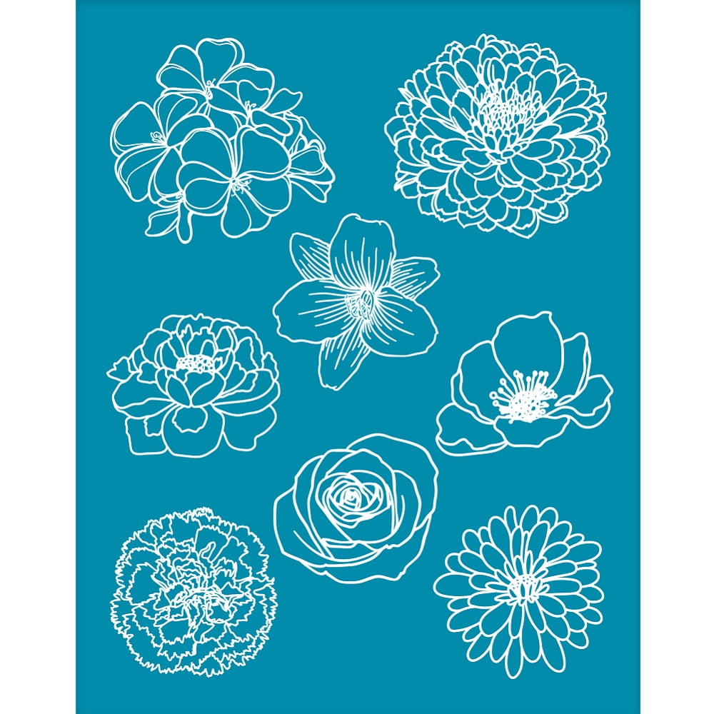 4x5 Inch Flower Silk Screen Stencils for Polymer Clay Rose Lily Peony ...