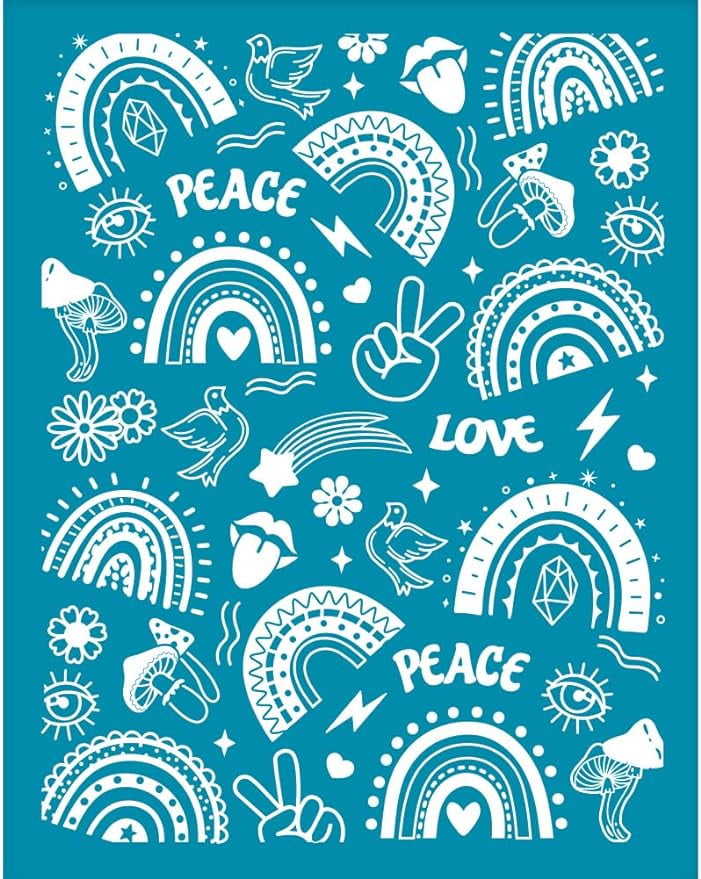 4x5 Inch Love and Peace Silk Screen Stencils for Polymer Clay Hippies ...