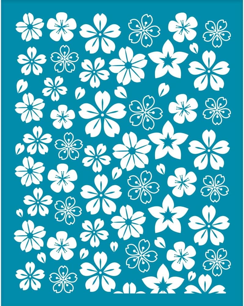4x5 Inch Sakura Clay Stencils Cherry Blossom Silk Screen for Polymer Clay Five-Petaled Flower ...