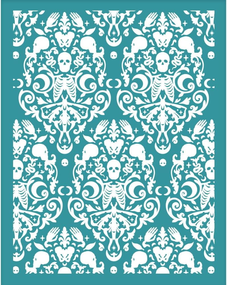 4x5 Inch Skull Brocade Silk Screen Stencils for Polymer Clay Moth ...