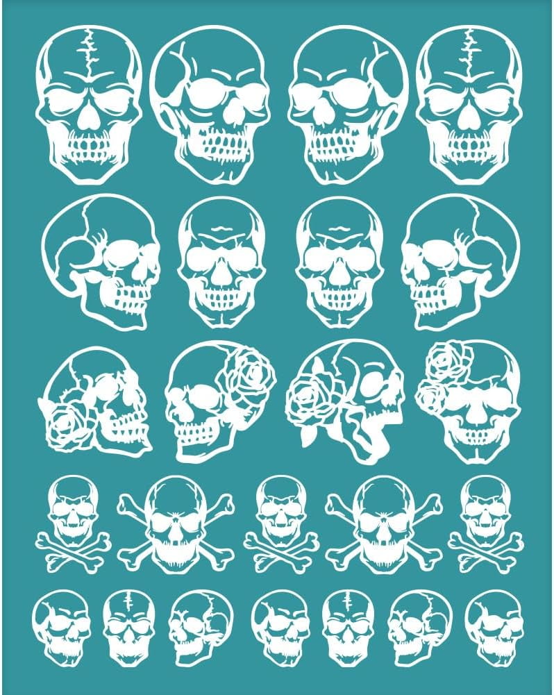 4x5 Inch Skull Pattern Clay Stencils Skull with Rose Silk Screen for ...
