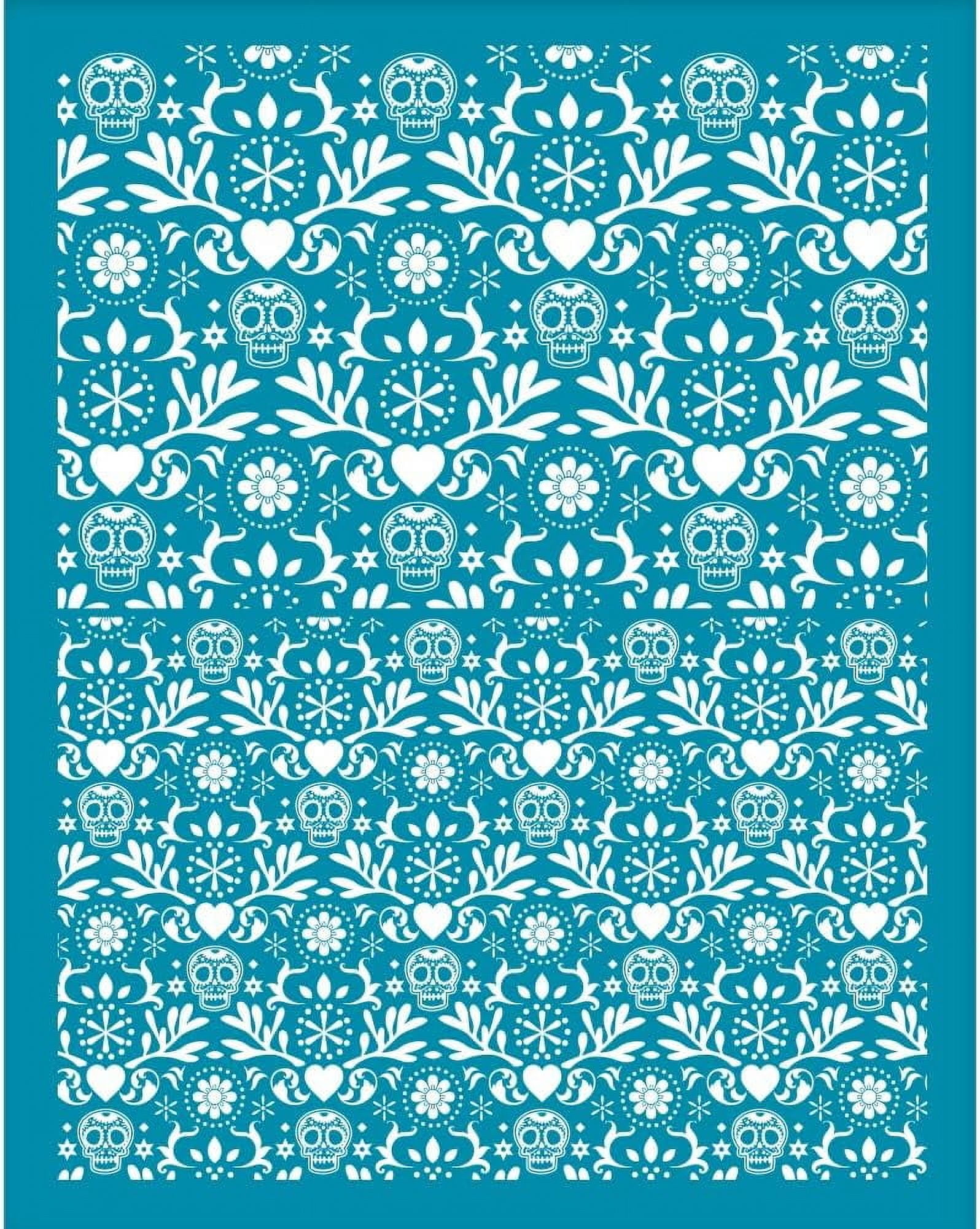 4x5 Inch Skull Theme Clay Stencils Skull Damask Silk Screen for Polymer Clay Halloween Theme ...