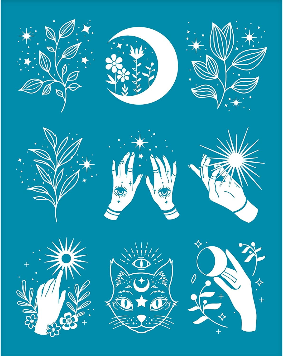 4x5Inch Clay Stencils Magic Theme Non-Adhesive Silk Screen Printing ...