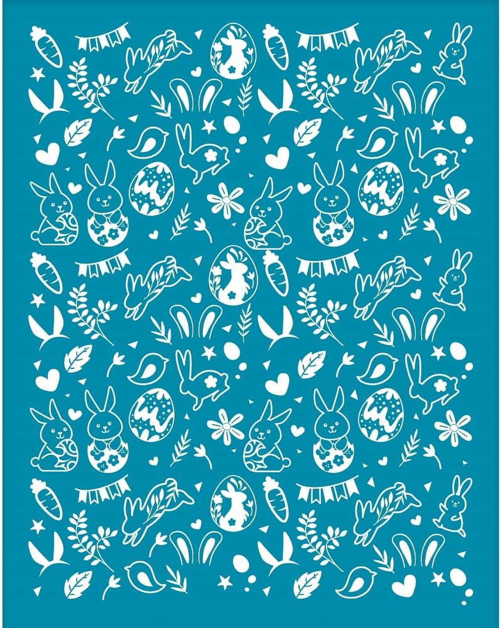 4x5Inch Rabbit & Eggs Clay Stencils Bunny Ears Silk Screen for Polymer ...