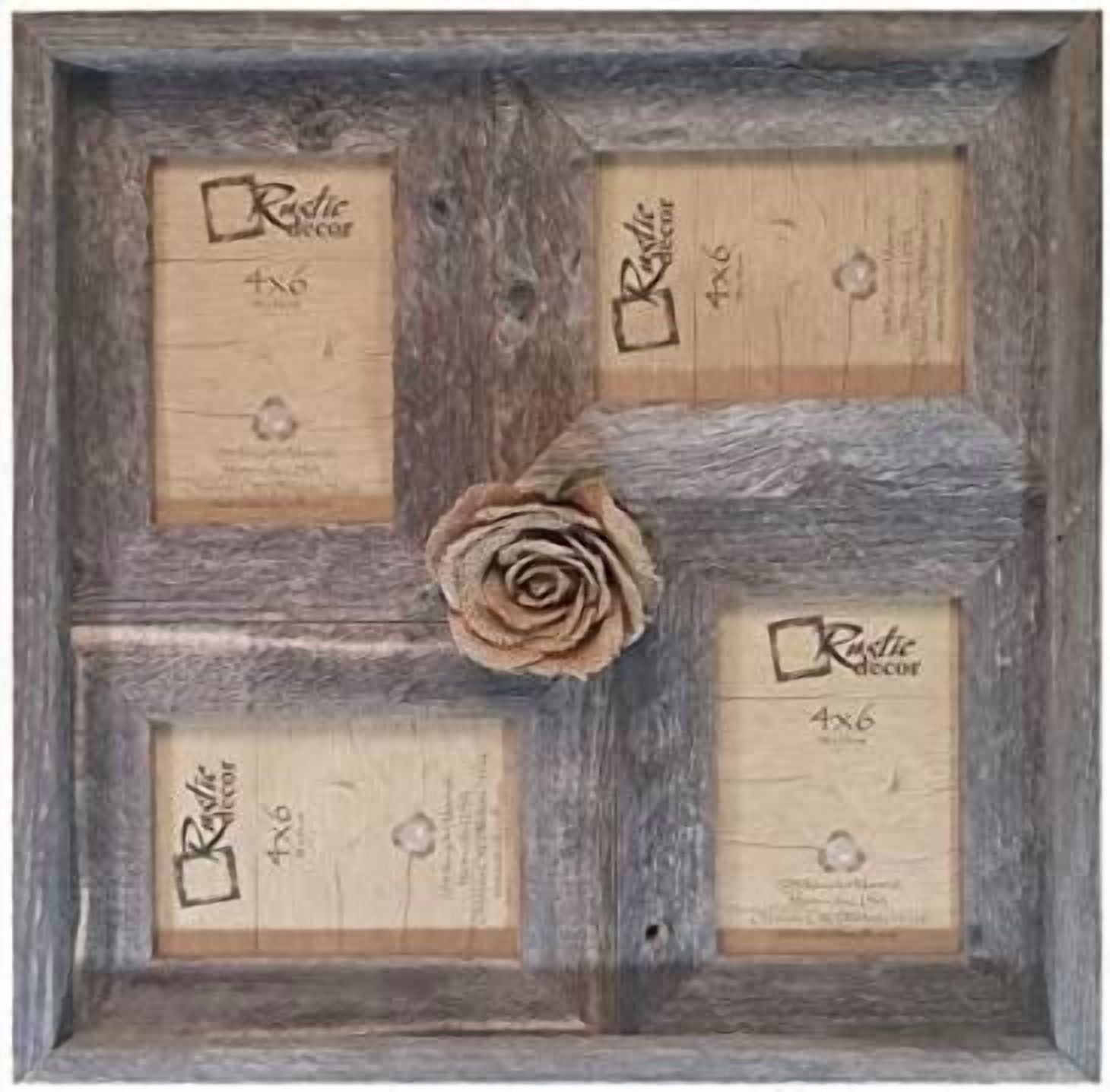 4x6-2" Wide Multi-Direction Rustic Barn Wood Collage Frame(Holds 4-4x6 ...