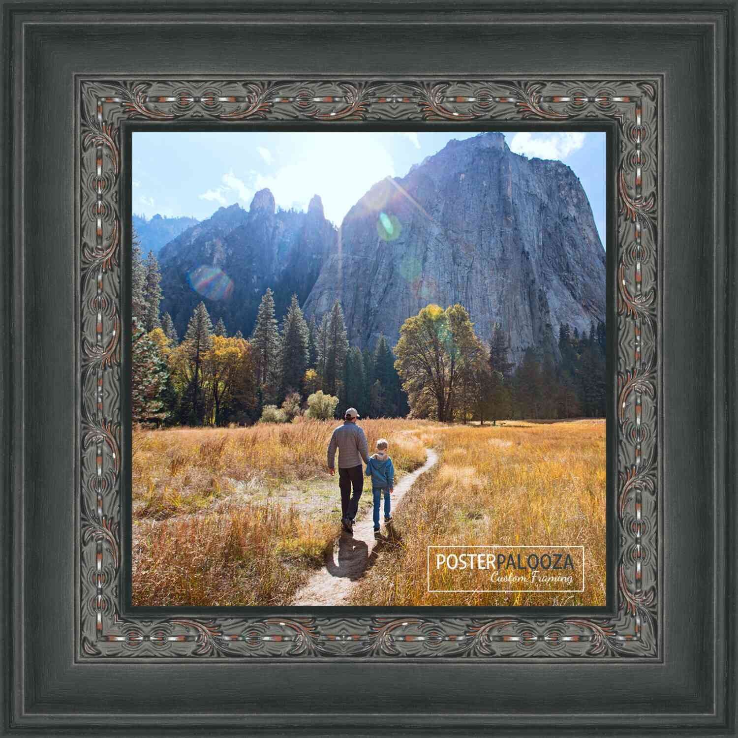 4x6 3.5" Wide Ornate Black Picture Frame - UV Acrylic, Foam Board ...