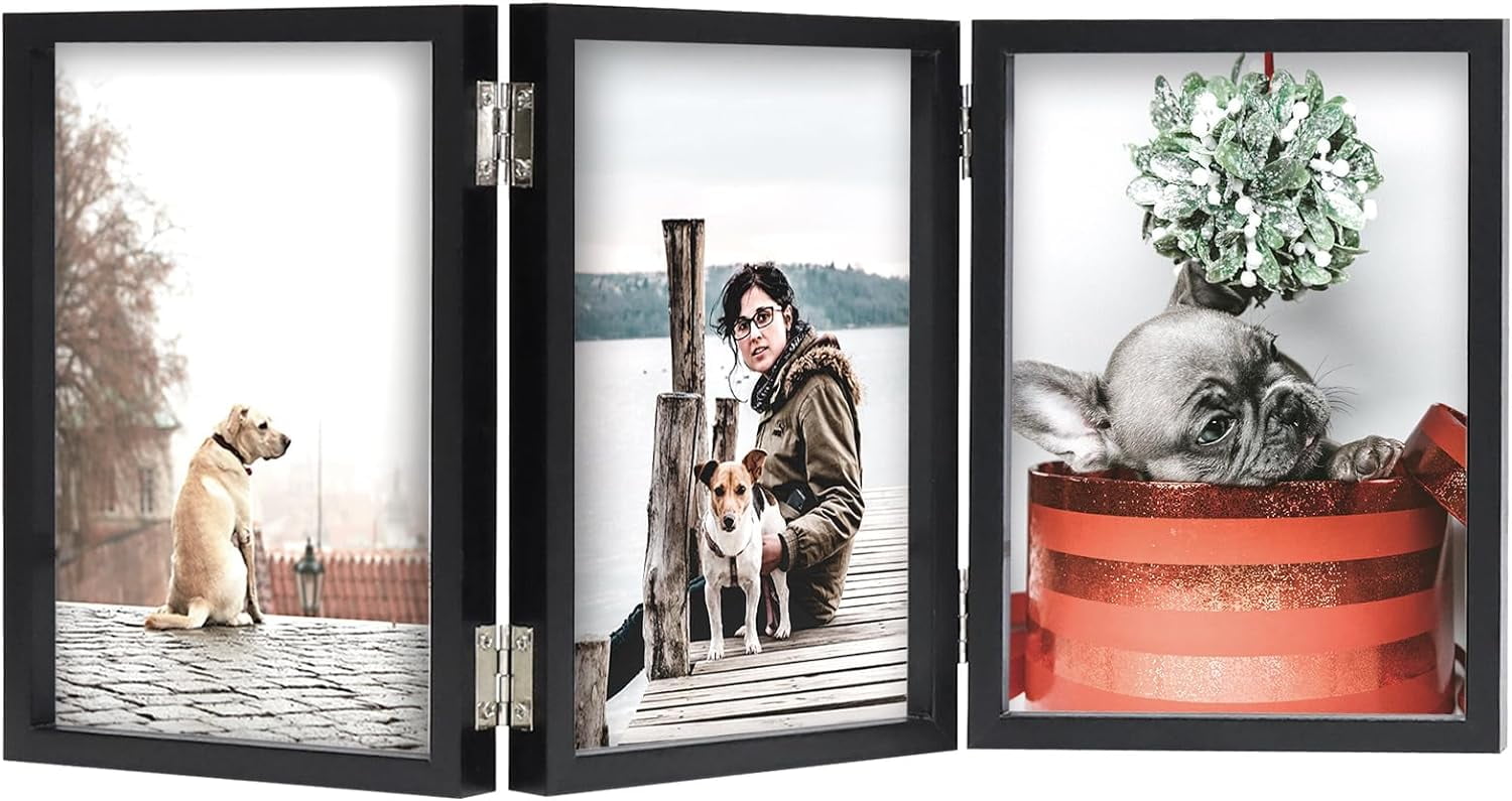 4x6 3 Picture Frame Triple Wooden Hinged Photo Frame Definition Glass ...